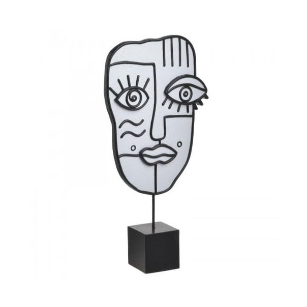 ENA Figura dekorativna maska lice bela 20x7x41 cm