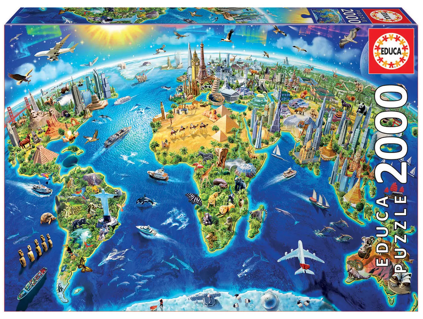 EDUCA Puzzle World Landmarks Globe 2000 delova