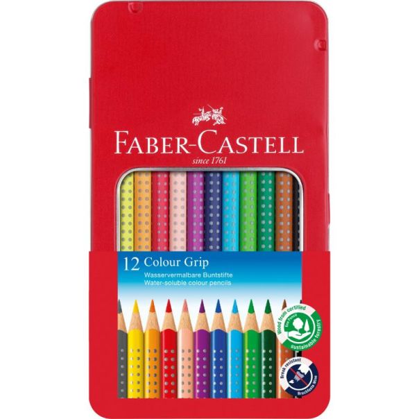 FABER CASTELL Drvene bojice1/12 grip 112413 metalna kutija