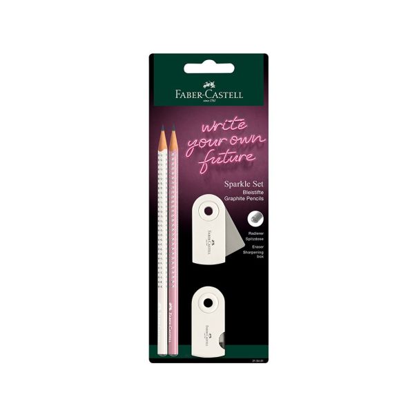 FABER CASTELL Grafitne olovke Polyblister 2S parkle+rezač+gumica 218481 coconut milk