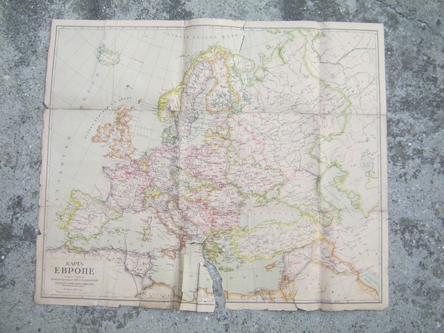 Stara veća karta Evrope iz 1924 godine