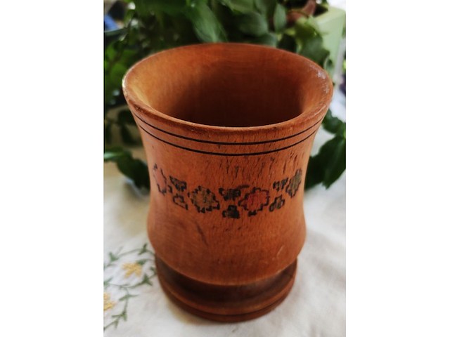 Etno drvena rucno oslikana vaza