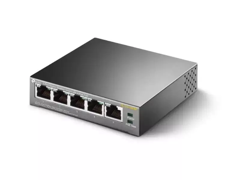 TP LINK SWITCH GIGABIT 5X RJ45 10/100/1000MBPS (4X POE PORT) 56W POE NAPAJANJE METALNO KUCISTE (TL-SG1005P)