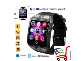 Pametni Sat Q18 smart watch CRNI Telefon Sim Kamera - Pametni Sat Q18 smart watch CRNI Telefon Si...