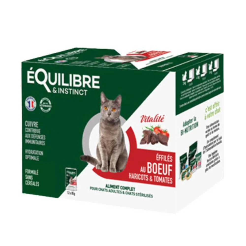 EQUILIBRE INSTICTS Sos za mačke - govedina 12x85g