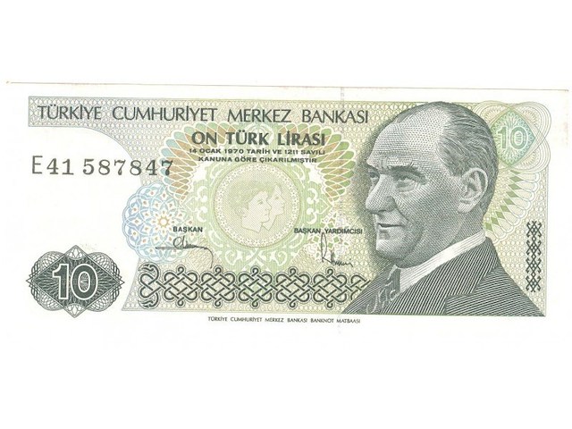 Turska 10 lirasi 1970 UNC
