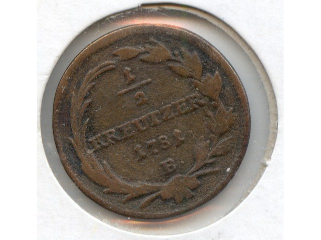 Austrija 1/2 kreuzer 1781 B