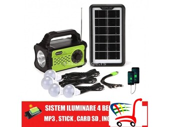 Solarni sistem sa akumulatorom +USB BT zvučnik +3 sijalice - Solarni sistem sa akumulatorom +USB ...