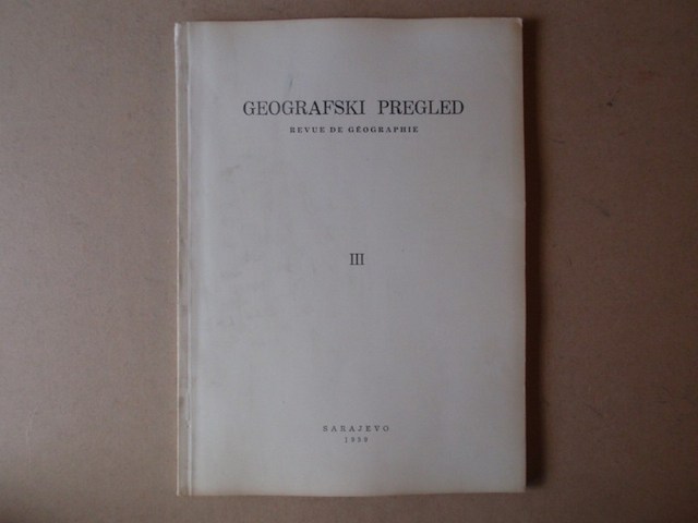 GEOGRAFSKI PREGLED sveska III ( 1959)