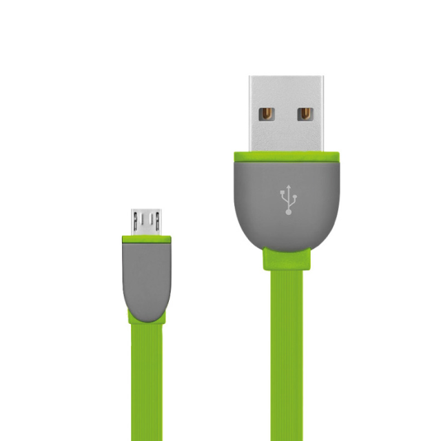 Micro USB flet kabl, 1m, zeleni
