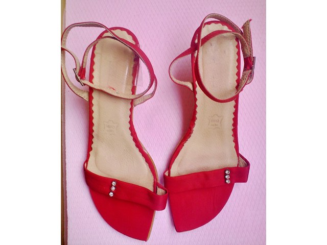 Sandale sa cirkonima – crvene, sa štiklom