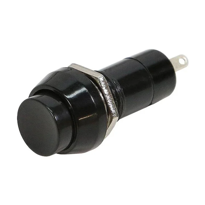 Prekidač za montažu na šasiju 3A 250VAC 12mm okrugli crni