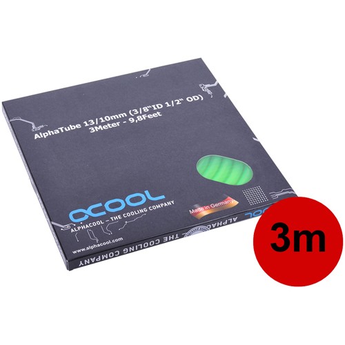Alphacool AlphaTube Fleksibilna transparentna UV zelena cev 13/10 (3/8″ID) 3m