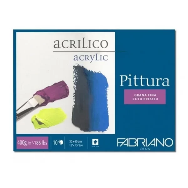 Pittura, blok za akrilne boje, 30×40, 400g, 10 lista, Fabriano