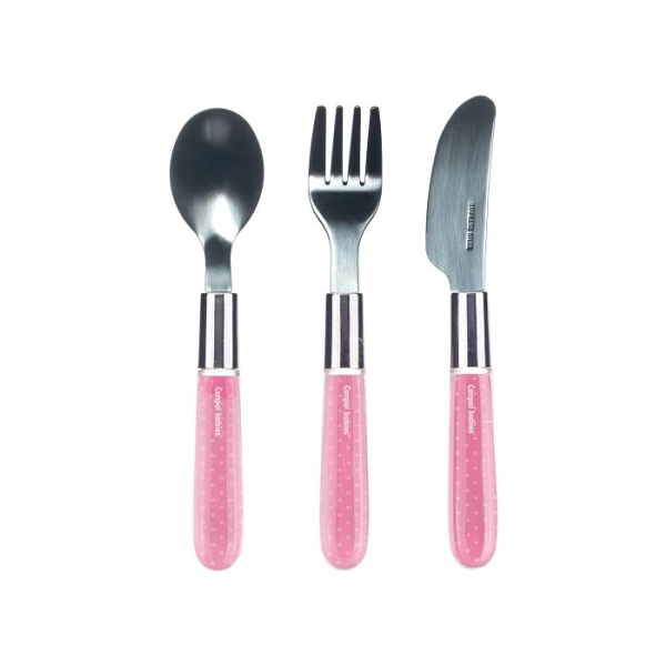 Canpol Bebi pribor za hranjenje – Metalni set nož, viljuška i kašika Pink 9/477_pin