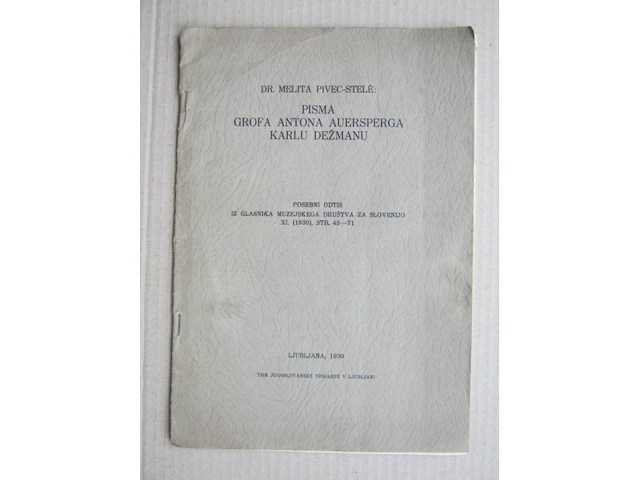 Originalan potpis - Dr. Melita Pivec-Stele ( 1930 ) RRR