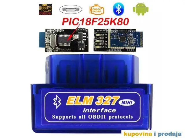 V1.5 Mini Bluetooth ELM 327 PIC18F25K80 OBD2 Dijagnosti