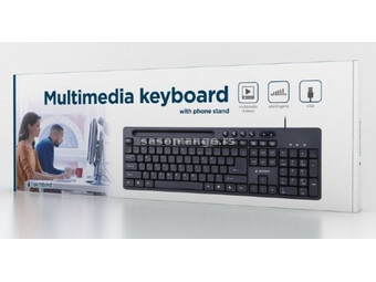 KB-UM-108 Gembird Multimedijalna tastatura US layout black USB sa drzacem za telefon