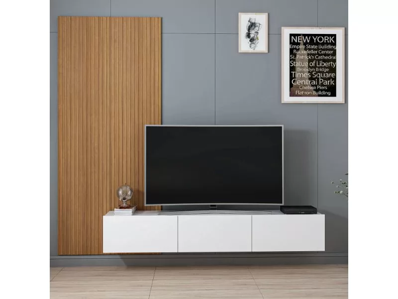 Onlinenamestaj Tv komoda REGEL sa dekorativnim panelom u beloj boji