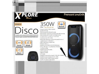 Karaoke sistem Xplore XP8815 Disco FM/microSD/mp3/wma/USB/BT/AUX/2xMIC/350W