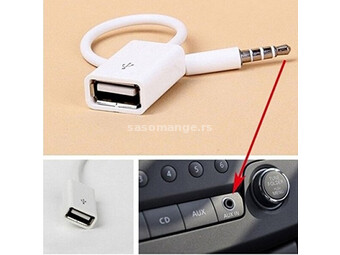 USB na AUX adapter beli 17cm A017