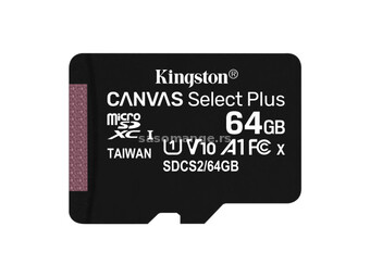 Kingston microSDXC 64GB Class 10 U1 UHS-I 80MBs-10MBs SDCS264GB + adapter