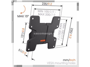 Nosač za TV Vogels W50610 19&amp;quot;-37&amp;quot;/vesa 75x75-200x200/20kg/Tilt