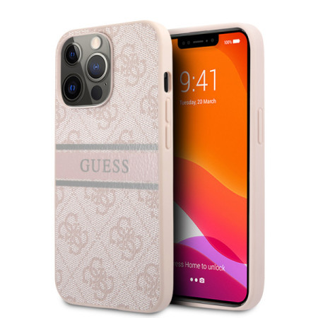 Guess futrola za iPhone 14 pro PU 4G stripe pink ( GUHCP14L4GDPI )