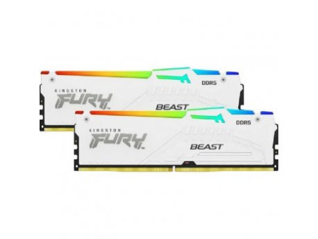 Kingston DDR5 64GB (2x32GB) 5200MHz CL40 fury beast white RGB XMP memorija ( KF552C40BWAK2-64 )