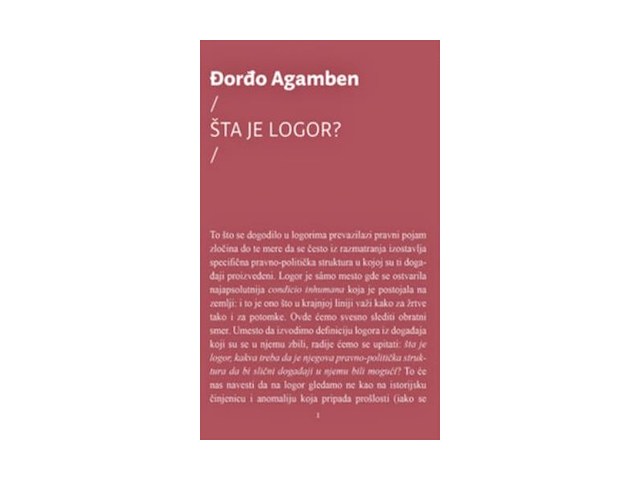 Šta je logor? - Đorđo Agamben