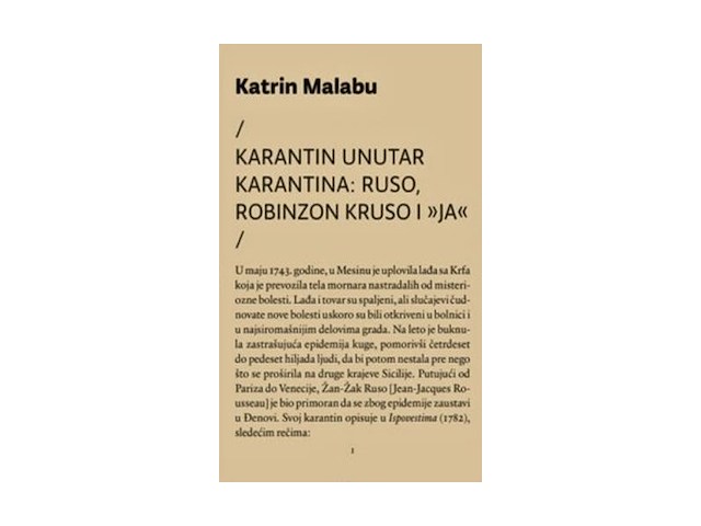 Karantin unutar karantina - Katrin Malabu