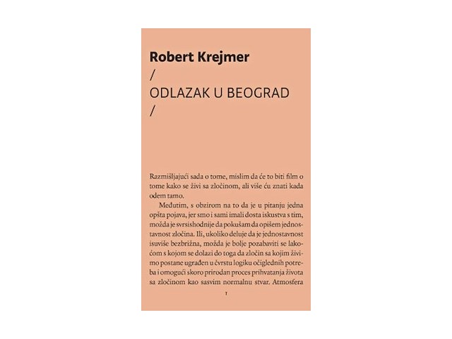 Odlazak u Beograd - Robert Krejmer