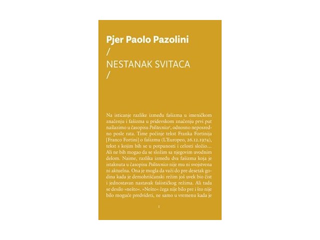 Nestanak svitaca - Pjer Paolo Pazolini