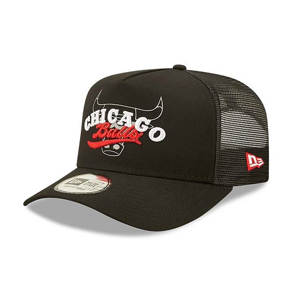 CHICAGO BULLS LOGO OVERLAY A-FRAME TRUCKER CAP 'BLACK'