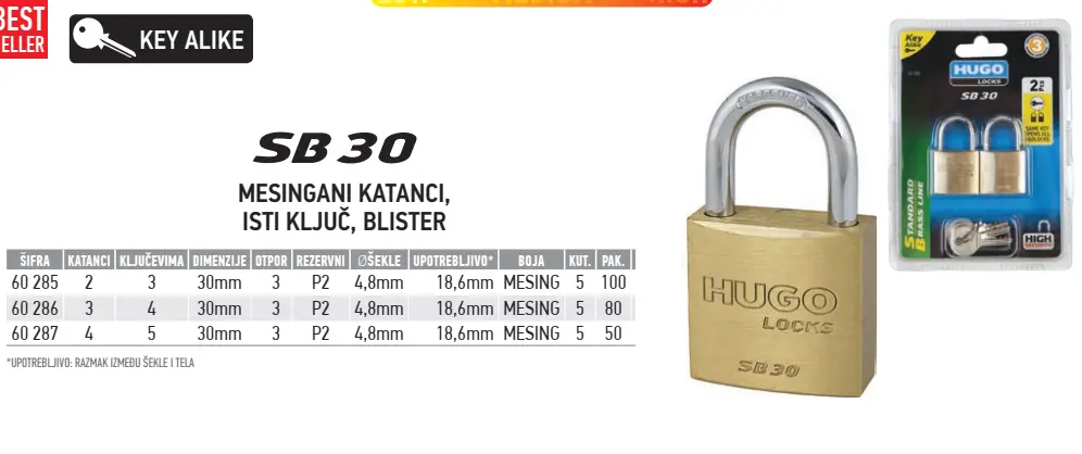 HUGO LOCKS Katanac sb30 2/1