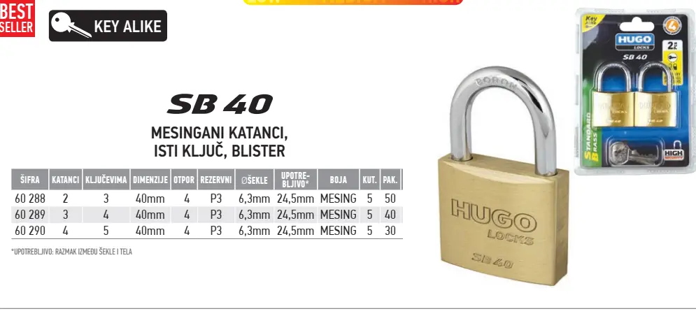 HUGO LOCKS Katanac sb40 2/1