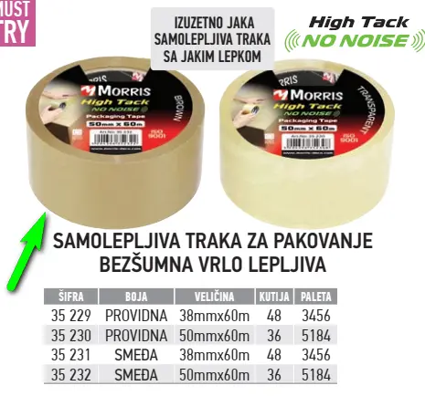 MORRIS Tiha samolepljiva traka za pakovanje 50mmx60m