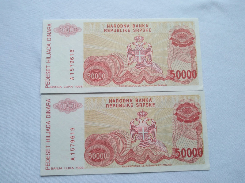 Republika Srpska 50.000 dinara,1993 god.UNC,vezani broj