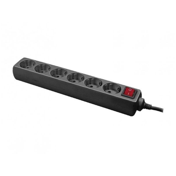 LOGILINK Produžni kabl 6 mesta, prekidač, 1.5m, crni (4791)