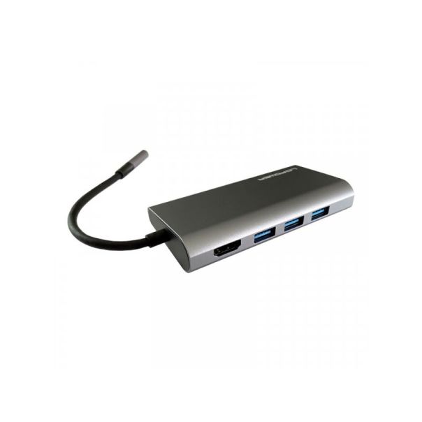 LC POWER LC-HUB-C-MULTI-5 USB Type C HUB card reader, charging, RJ45, HDMI anthracite/black