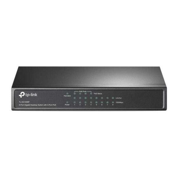 TP LINK Switch Gigabit 8x RJ45 10/100/1000Mbps Desktop metalno kuciste with 4-Port PoE (TL-SG1008P)