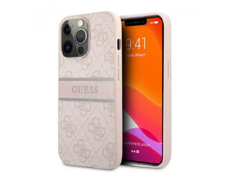 GUESS FUTROLA ZA IPHONE 14 PRO PU 4G STRIPE PINK