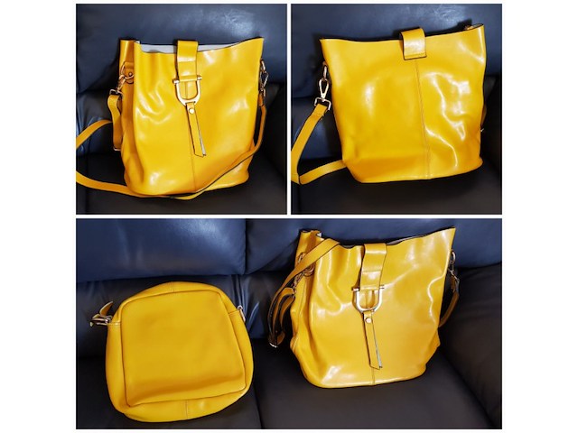 Italijanski set od 2 žute kozne torbe