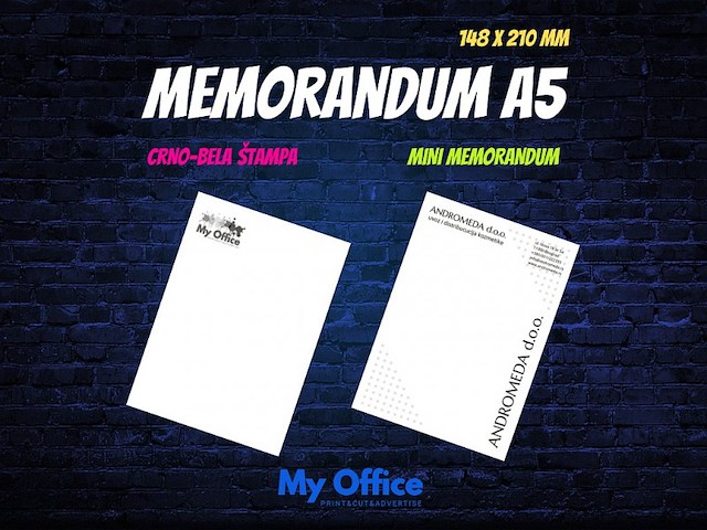 Mini memorandumi,format A5,crno-bela štampa!