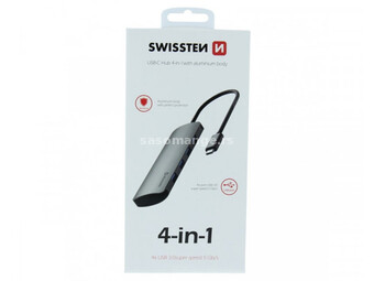 SWISSTEN TIP C HUB 4 in 1 aluminijum sivi