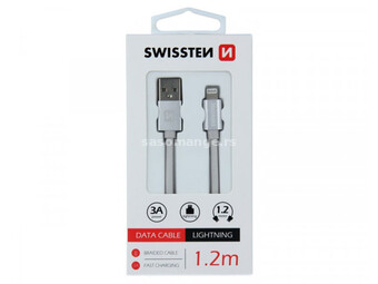 SWISSTEN Data kabl tekstil USB na iPhone 1.2m srebrni