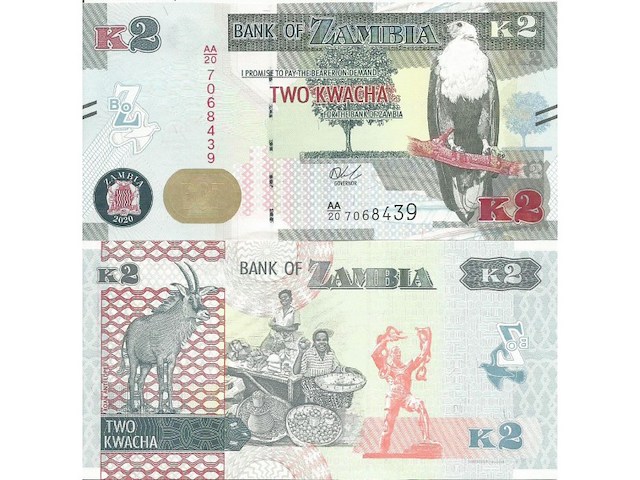 Zambia 2 kwacha 2020. UNC
