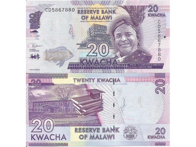 Malawi 20 kwacha 2020. UNC