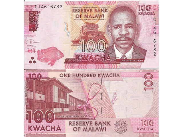 Malawi 100 kwacha 2020. UNC