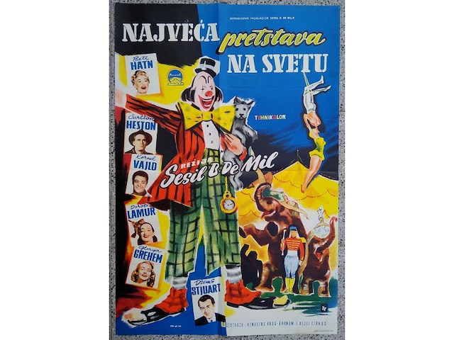 NAJVEĆA PREDSTAVA NA SVETU (1952) VELIKI FILMSKI PLAKAT
